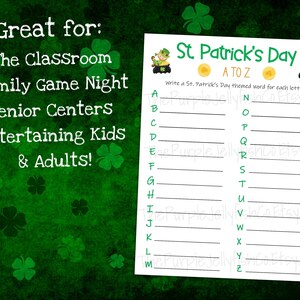 A to Z Game St Patricks Day, Printable St Patricks Day Game for Kids ...