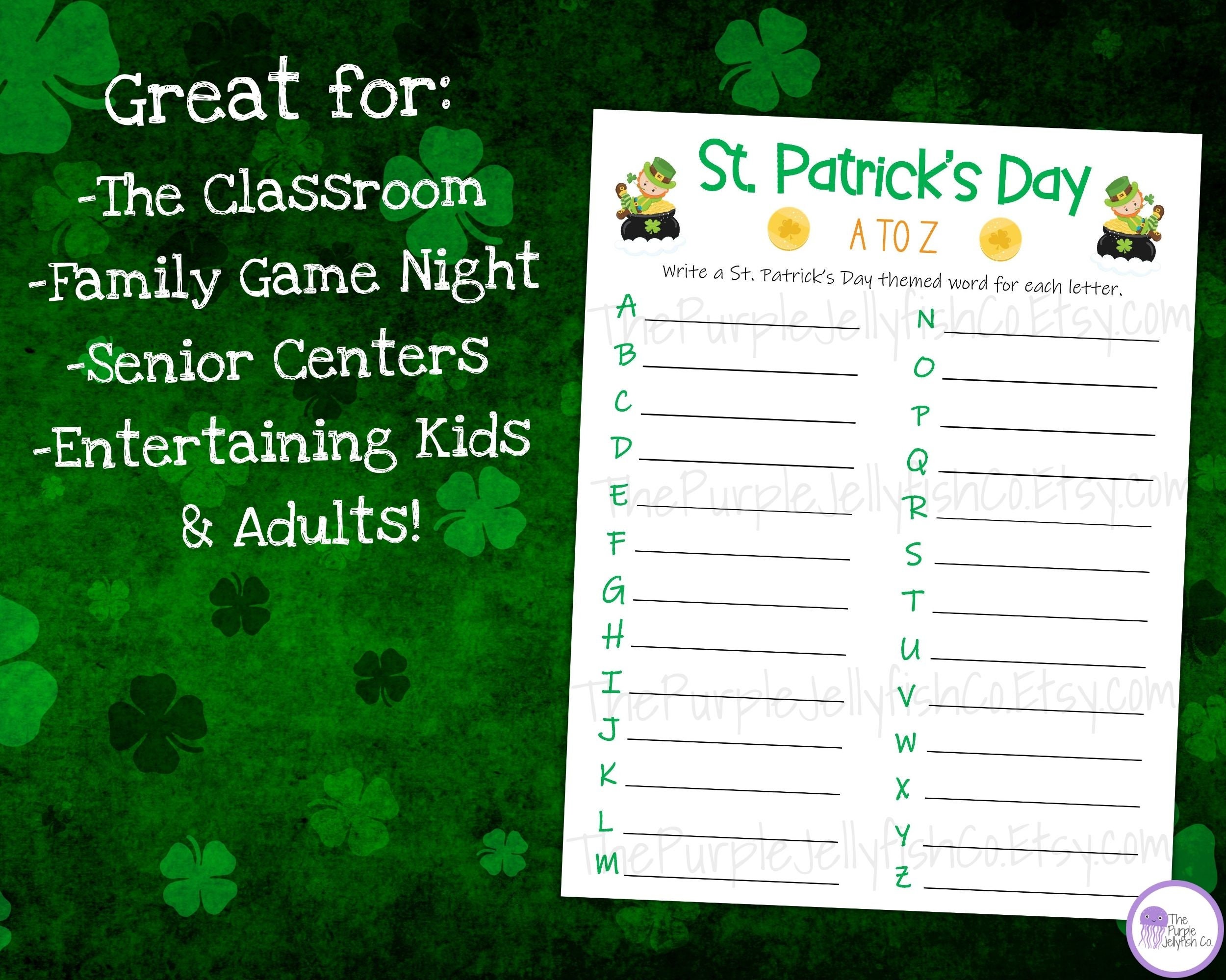 A to Z Game St Patricks Day, Printable St Patricks Day Game for Kids ...
