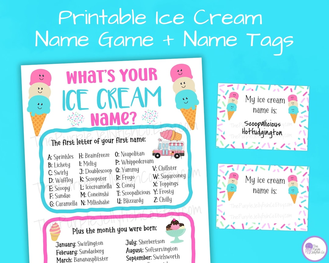 Ice Cream Party Game, What's Your Ice Cream Name Game, Kids Summer ...