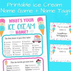 Ice Cream Party Game, What's Your Ice Cream Name Game, Kids Summer ...