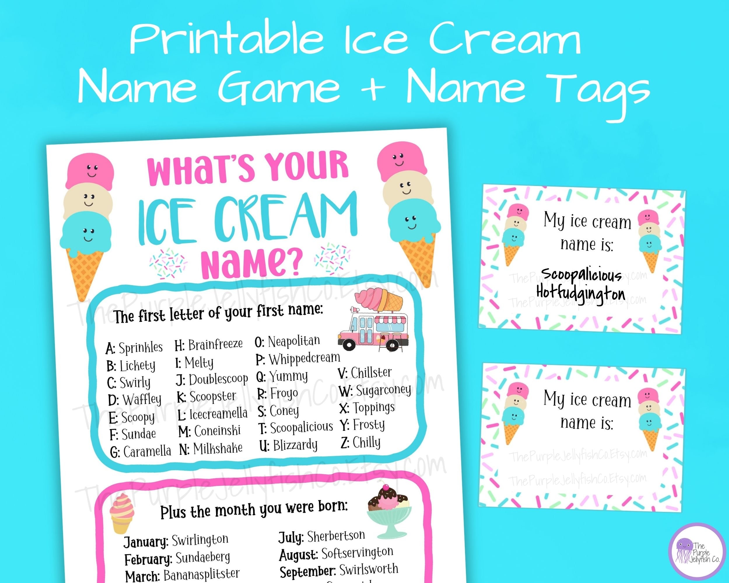 Ice Cream Party Game, What's Your Ice Cream Name Game, Kids Summer ...