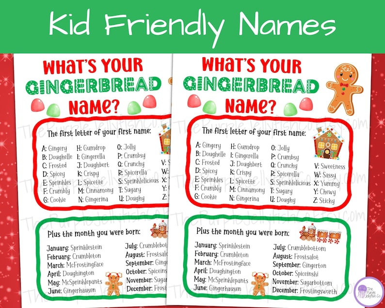 What's Your Gingerbread Name Game, Gingerbread House Decorating Party ...