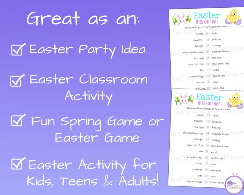 This or That Easter Game Printable, Easter Activity for Kids & Adults ...