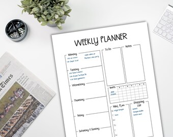 Simple Weekly Planner Landscape Instant Download Printable - Etsy