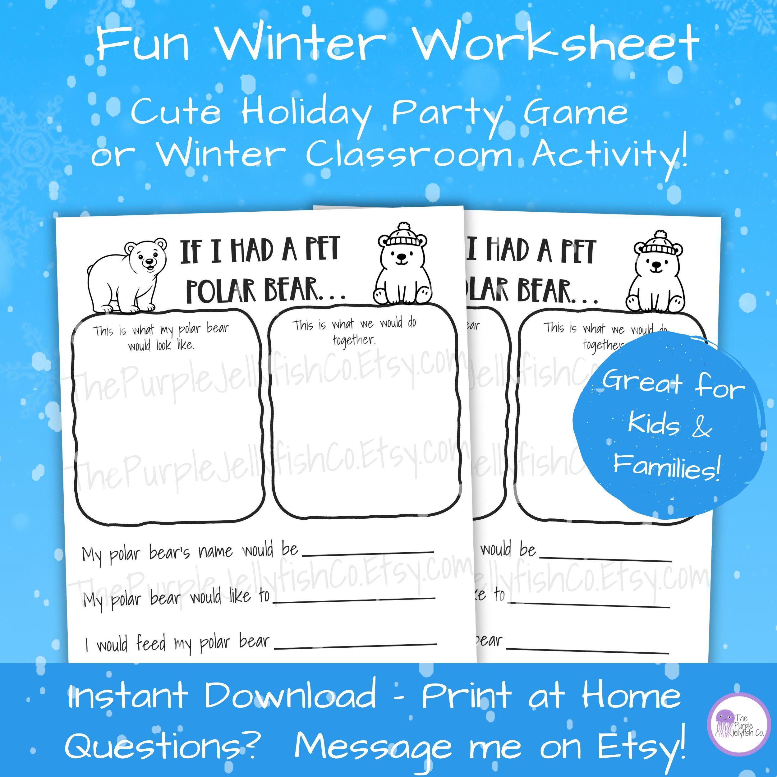 Winter Activity for Kids, Polar Bear Christmas Worksheet, Winter ...