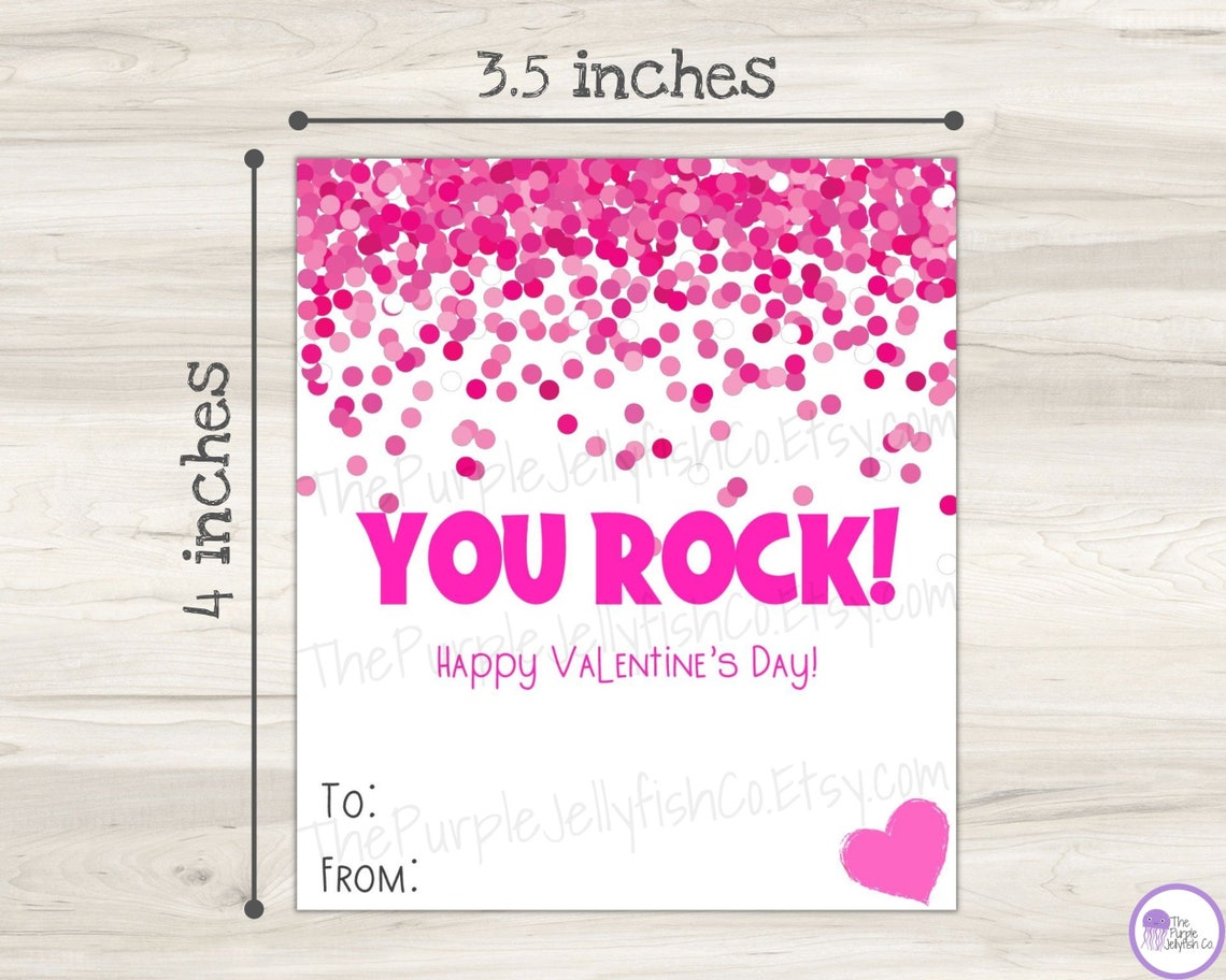 You Rock Valentine Tag, Classroom Valentines Cards for Kids Printable ...