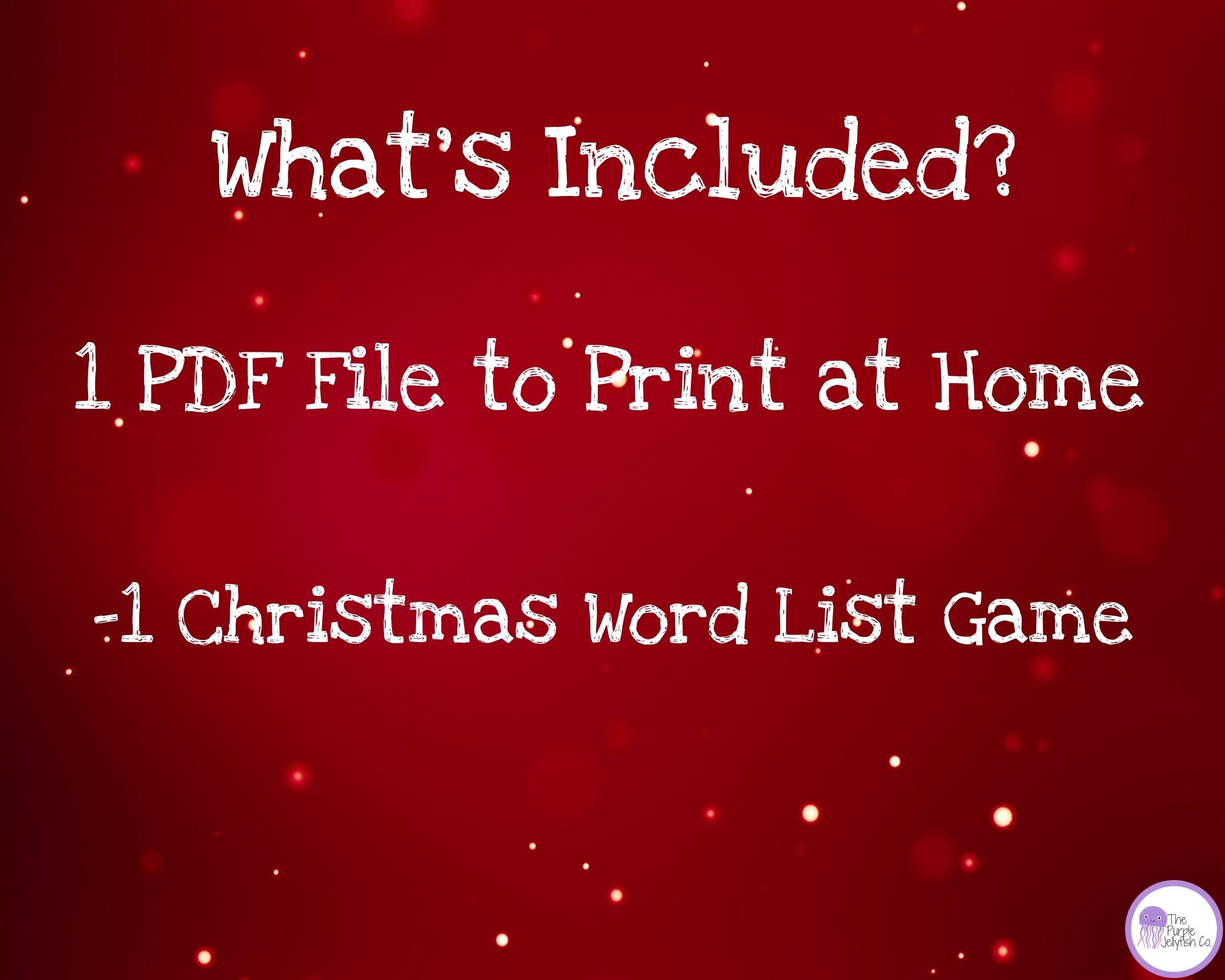 Christmas Word List, Christmas Printable Games for Kids, Christmas Word ...