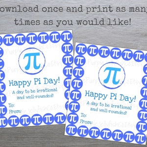 Pi Day Gift Tag, Printable Pi Day Card for Teachers, Pi Day Idea for ...