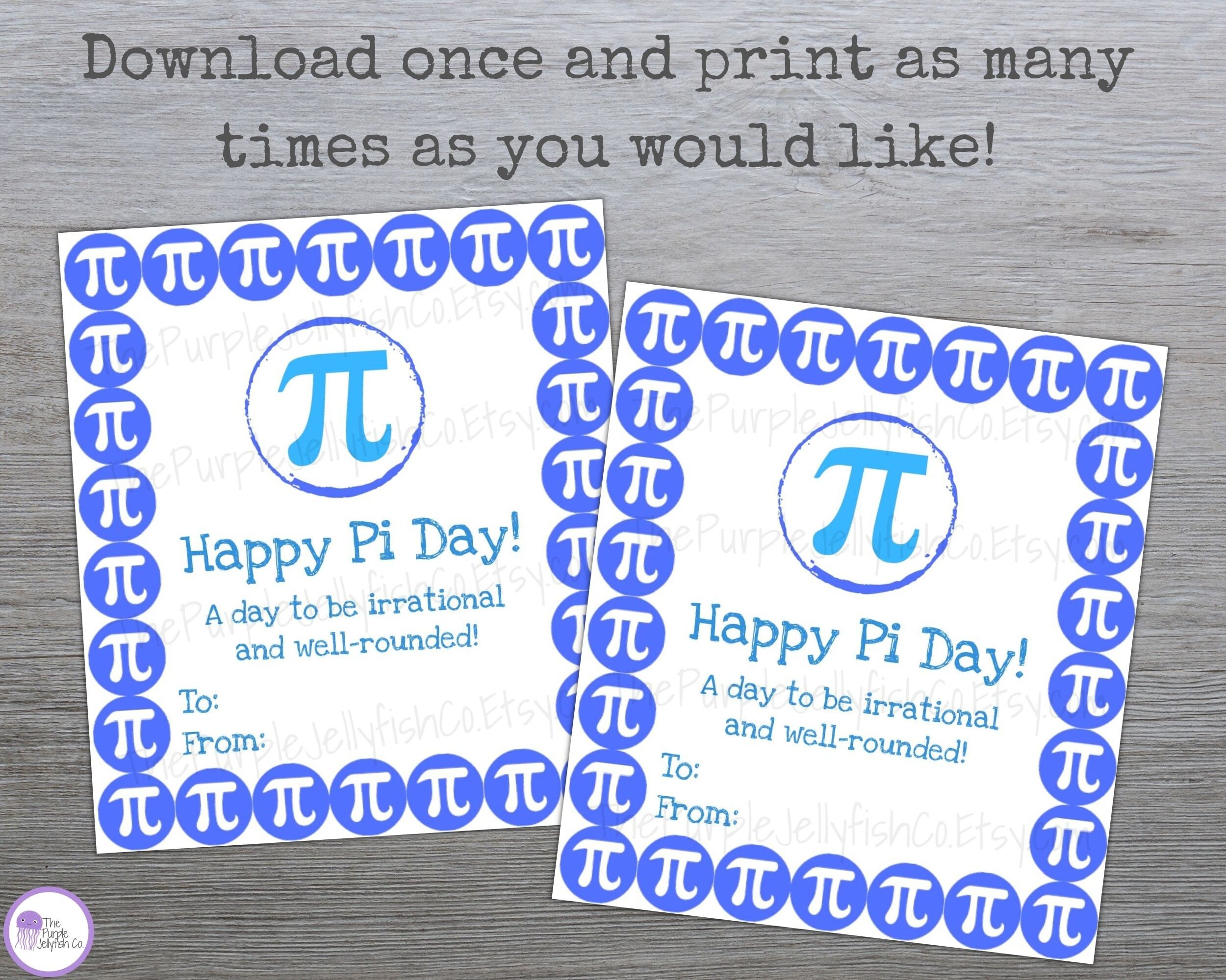 Pi Day Gift Tag, Printable Pi Day Card for Teachers, Pi Day Idea for ...