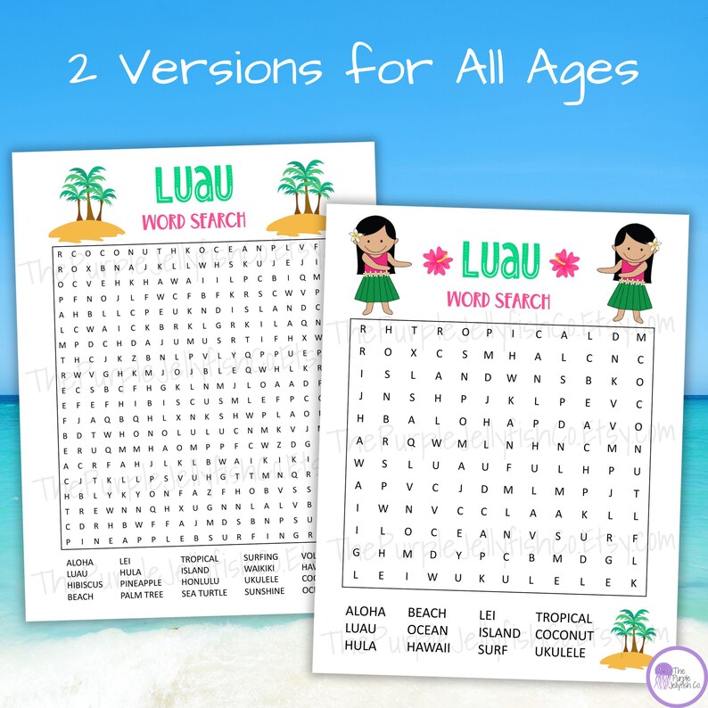Luau Word Search Puzzles, Hawaiian Games Printable Hawaii Theme ...