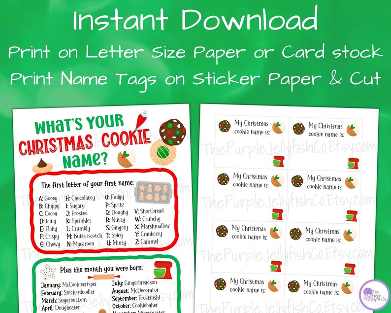 What's Your Christmas Cookie Name Game Printable, Christmas Cookie ...