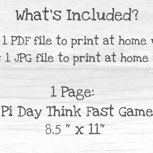 Pi Day Think Fast Game for Kids, Pi Day Activity Printable, Pi Day ...