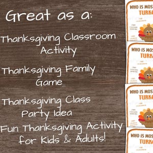 Who is Most Like a Turkey, Thanksgiving Game Printable, Friendsgiving ...