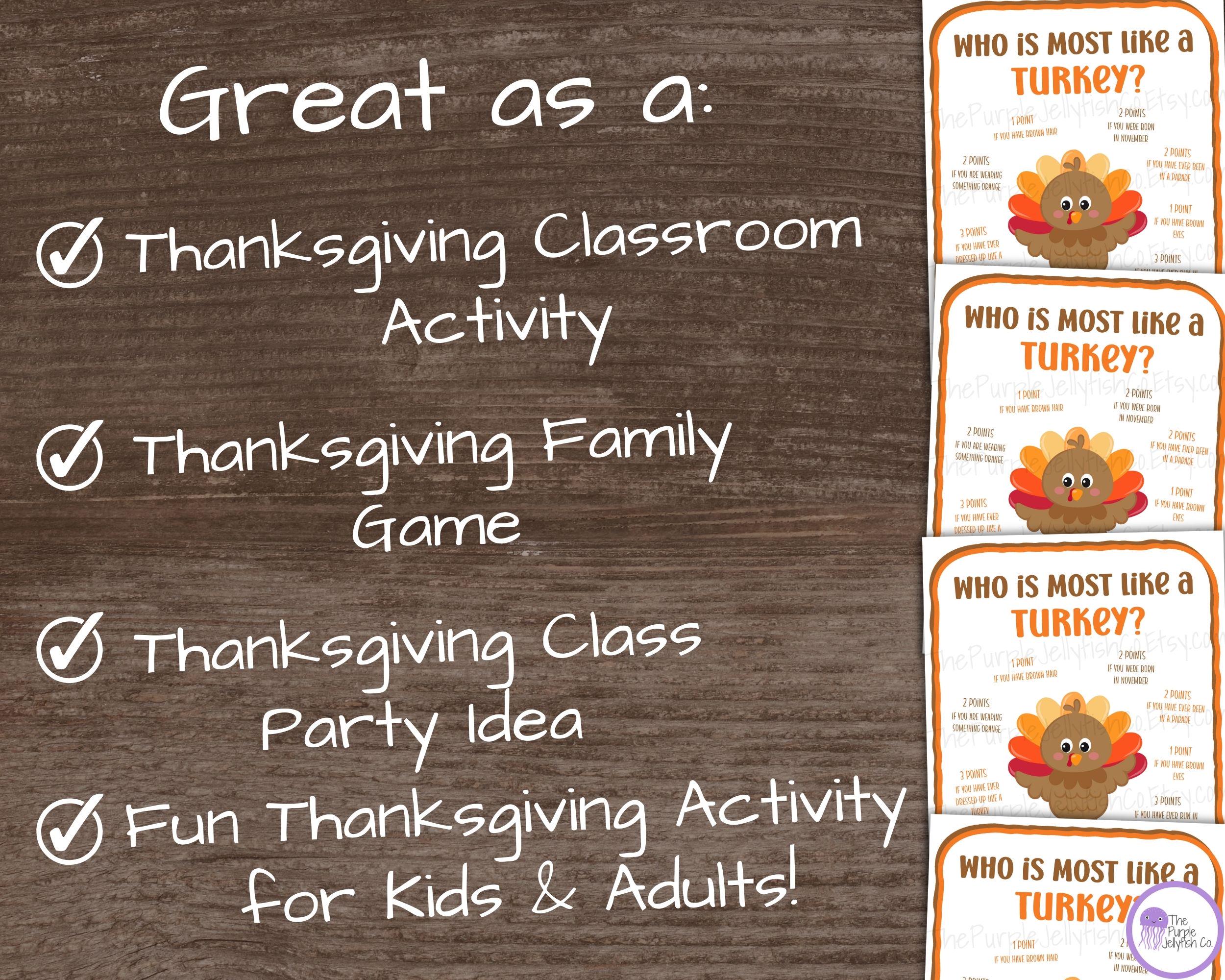Who is Most Like a Turkey, Thanksgiving Game Printable, Friendsgiving ...