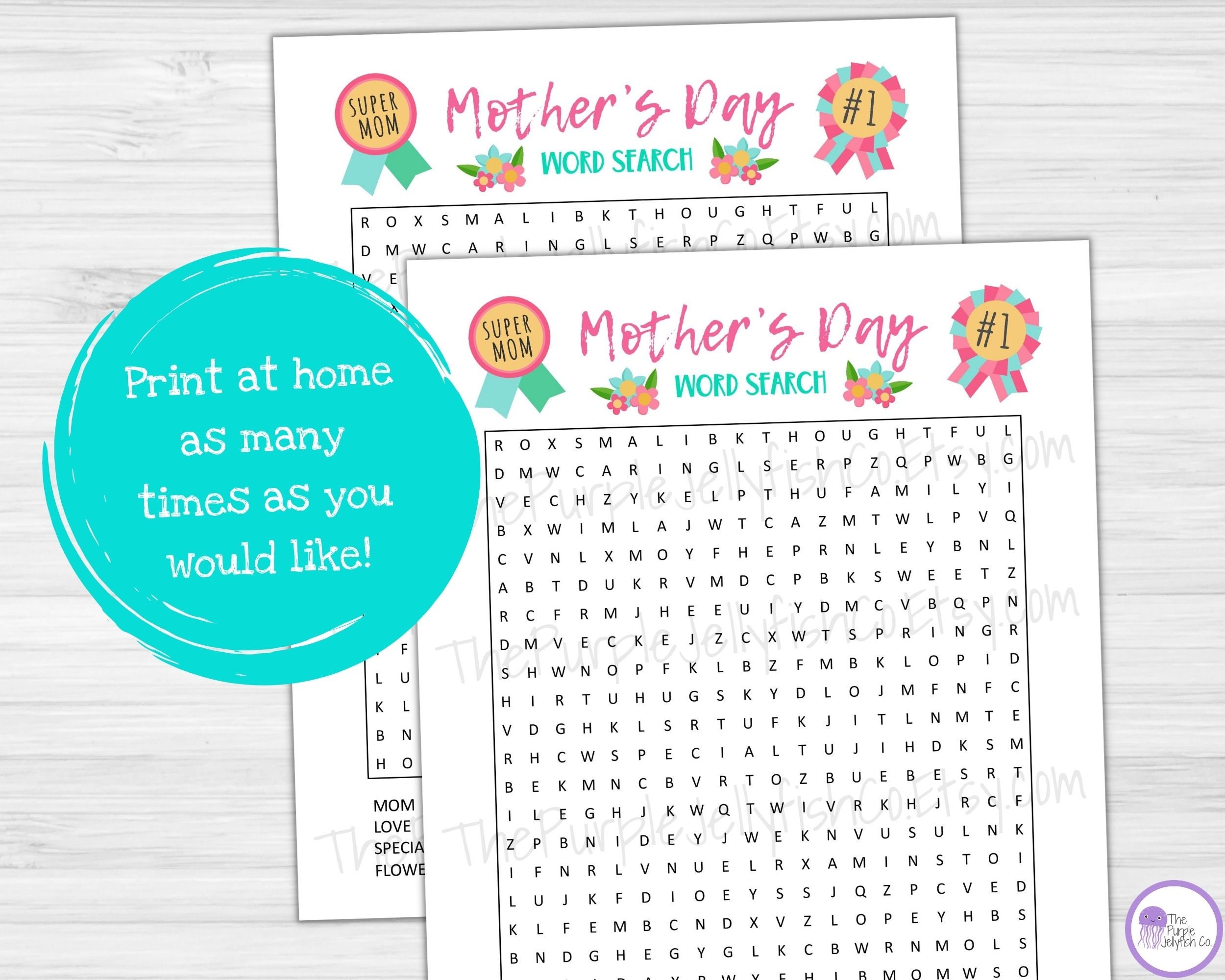 Mother's Day Word Search for Kids and Adults, Mother's Day Game ...