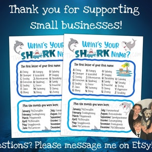 Shark Name Game, Printable Shark Sign, Shark Activity for Kids, Shark ...