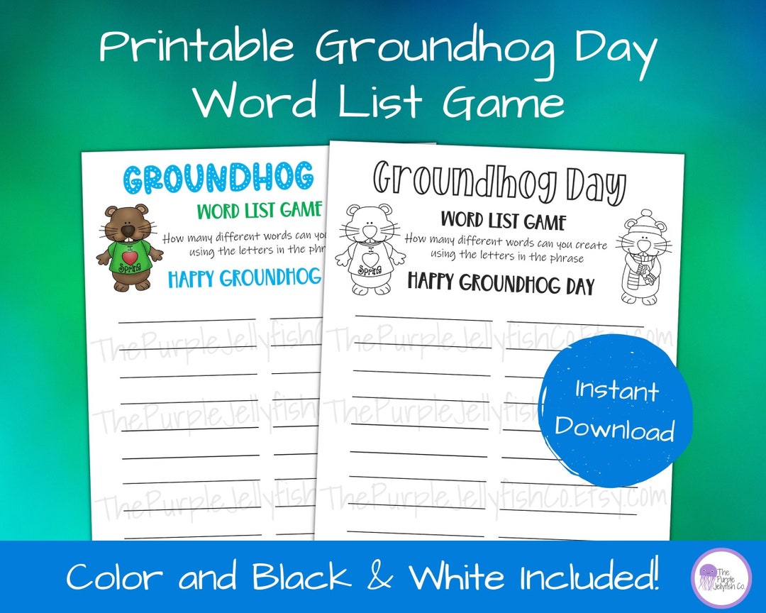 Groundhog Day Word List Game, Printable Activity for Kids & Adults ...