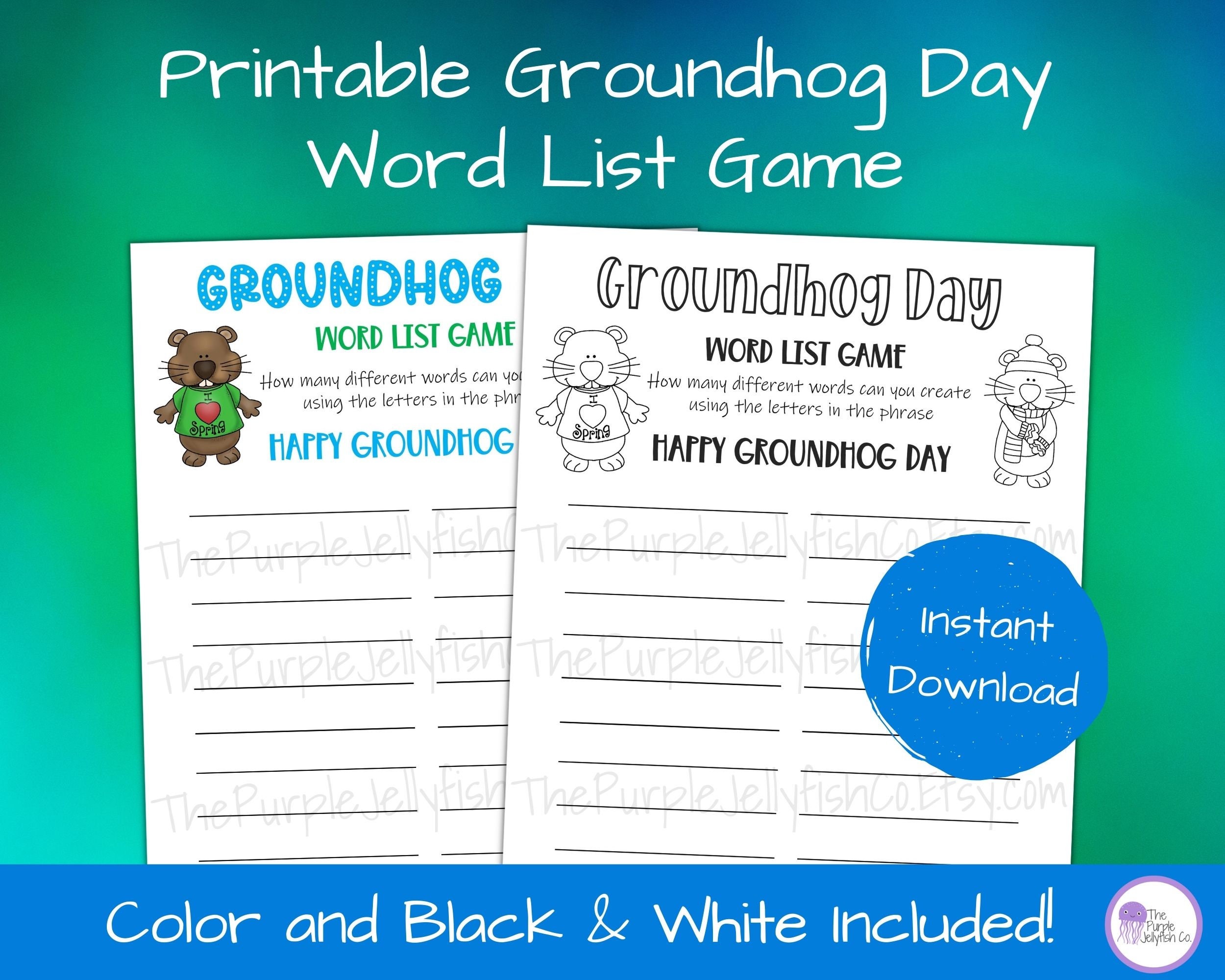 Groundhog Day Word List Game, Printable Activity for Kids & Adults ...