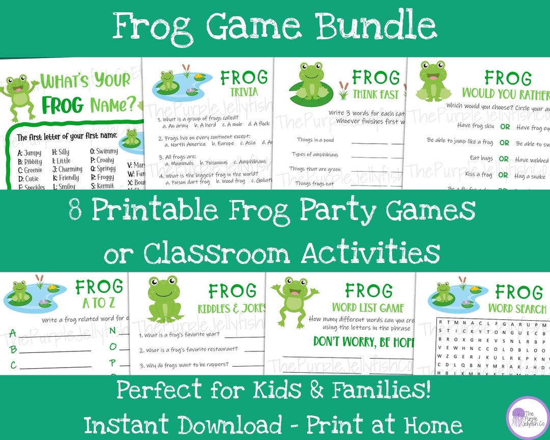 Frog Game Bundle, Printable Games for Kids, Frog Birthday Party Ideas ...