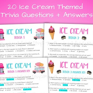Ice Cream Trivia Game, Printable Summer Activity for Kids & Adults, Fun ...