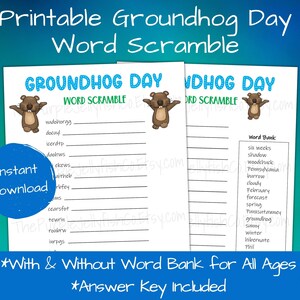 Groundhog Day Word Scramble for Kids, Printable Groundhog Activity ...