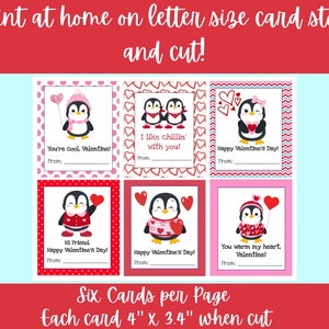 Penguin Valentine Cards for Kids, Printable Valentines for Classroom ...
