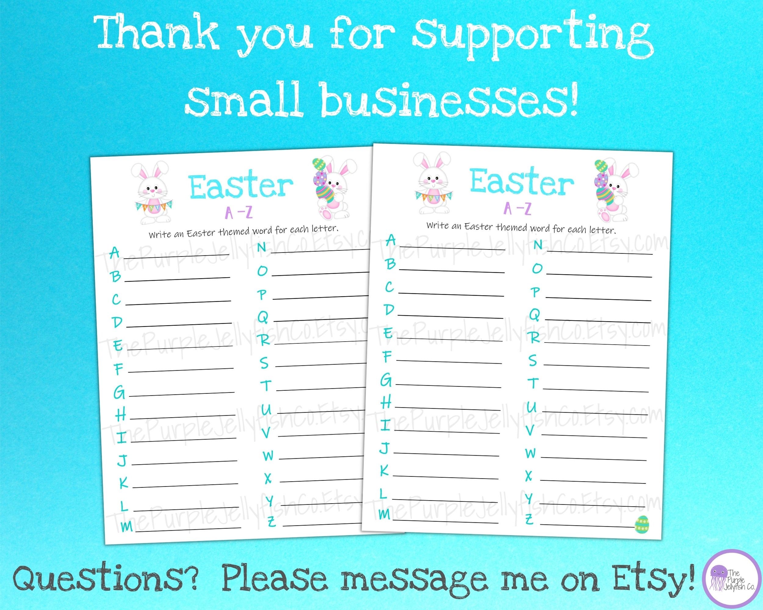 Easter A to Z Game, Printable Easter Activity for Kids, Easter Word Race, A-Z Game, Spring Game ...