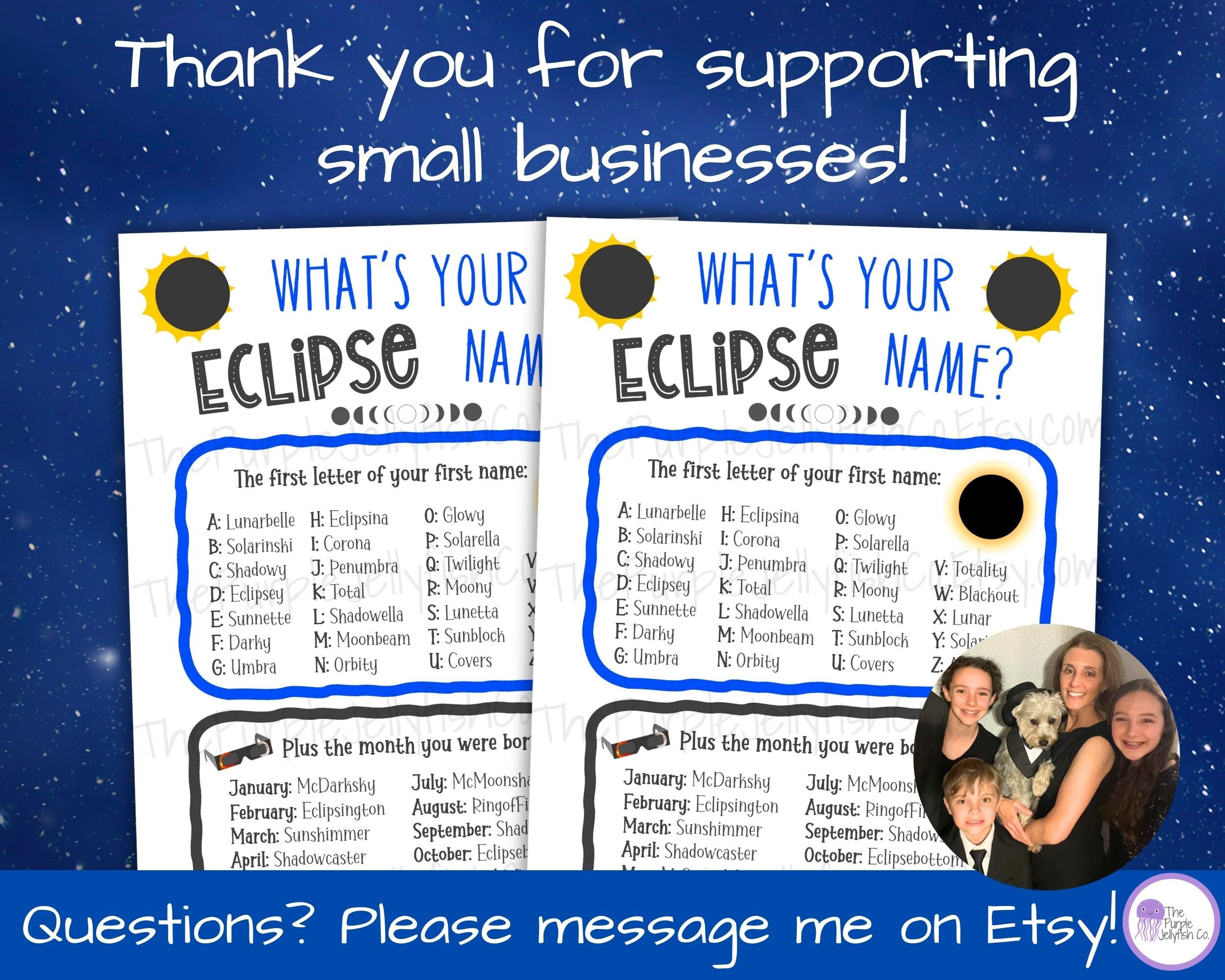 Whats Your Eclipse Name Game + Name Tags, Printable Eclipse Activity ...