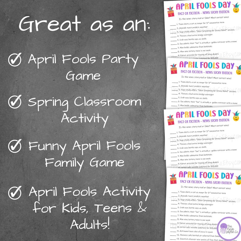 April Fools Day Trivia Fact or Fiction Questions, April Fools Games for ...