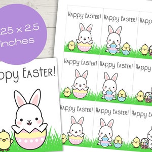 Printable Easter Gift Tags, Kawaii Easter Mini Cards, Instant Digital ...