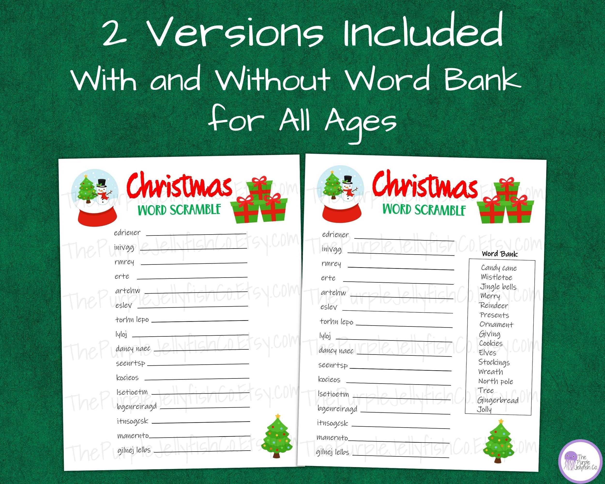 Christmas Word Scramble, Christmas Activity for Kids Printable ...