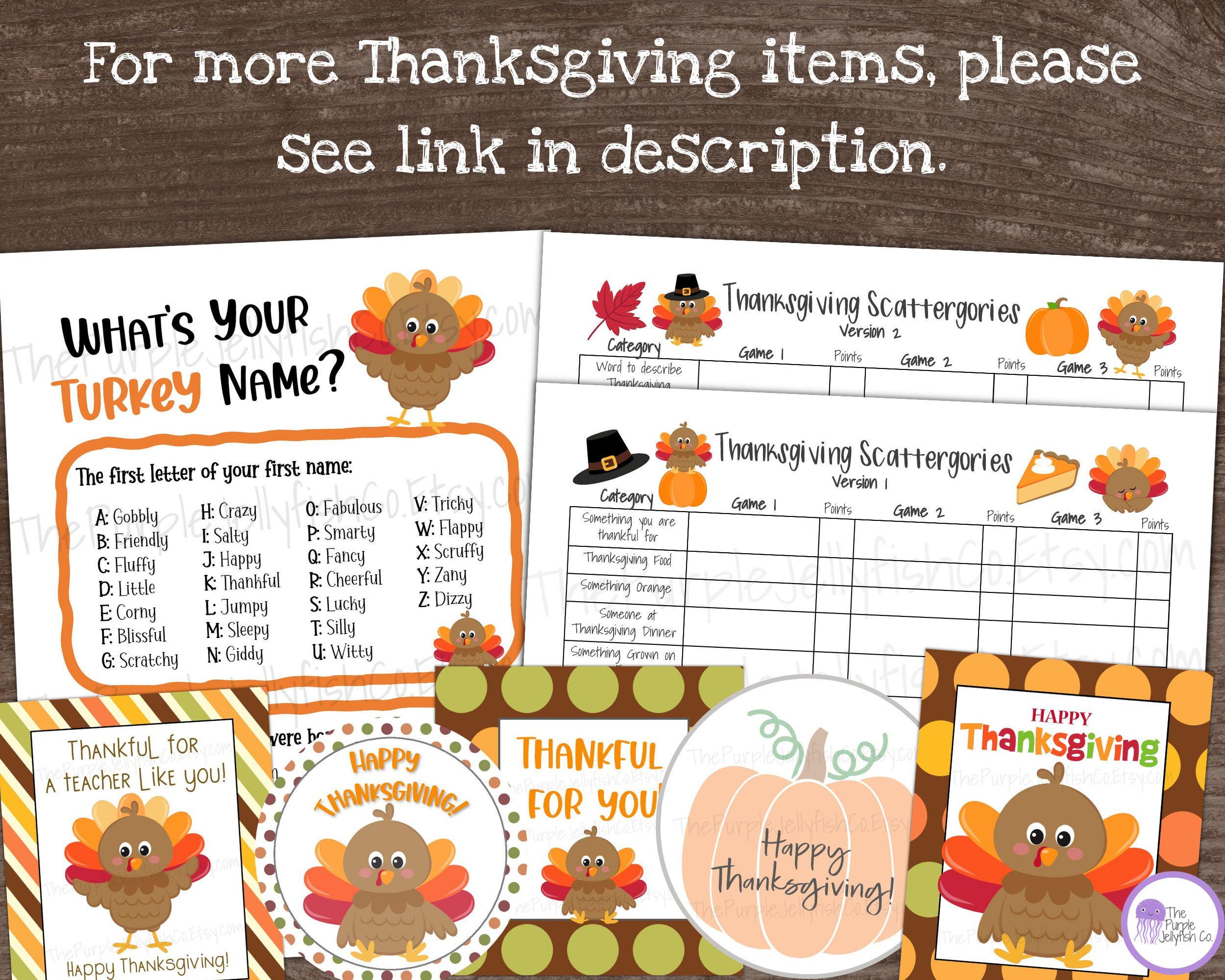 Thanksgiving Scattergories Game Printable, Fun Thanksgiving Game for ...