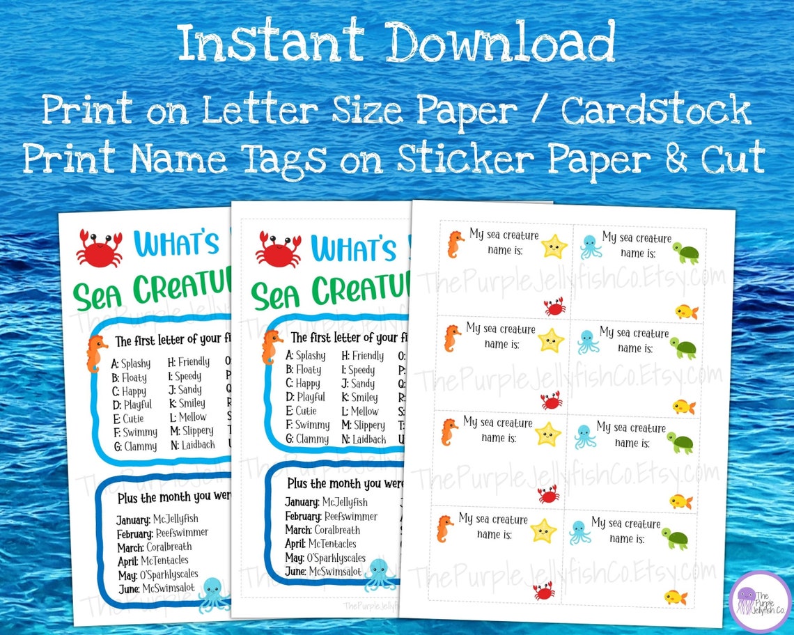 Under the Sea Name Game, Ocean Theme Party Decor, Under the Sea Party ...