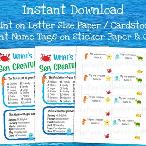 Under the Sea Name Game, Ocean Theme Party Decor, Under the Sea Party ...