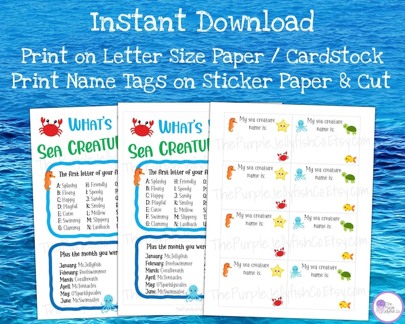 Under the Sea Name Game, Ocean Theme Party Decor, Under the Sea Party ...