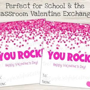 You Rock Valentine Tag, Classroom Valentines Cards for Kids Printable ...