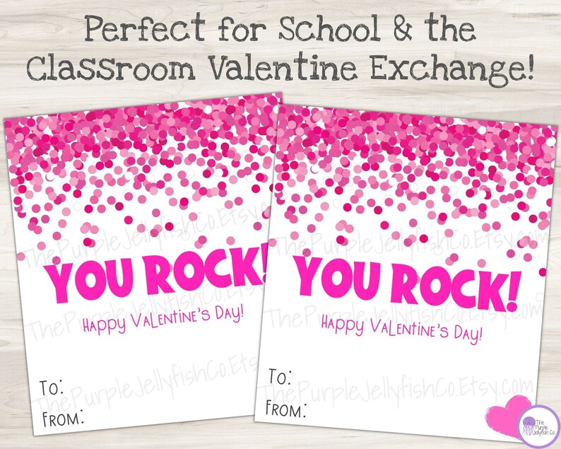 You Rock Valentine Tag, Classroom Valentines Cards for Kids Printable ...