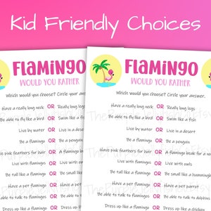 Flamingo Theme Would You Rather Questions, This or That Game Printable ...