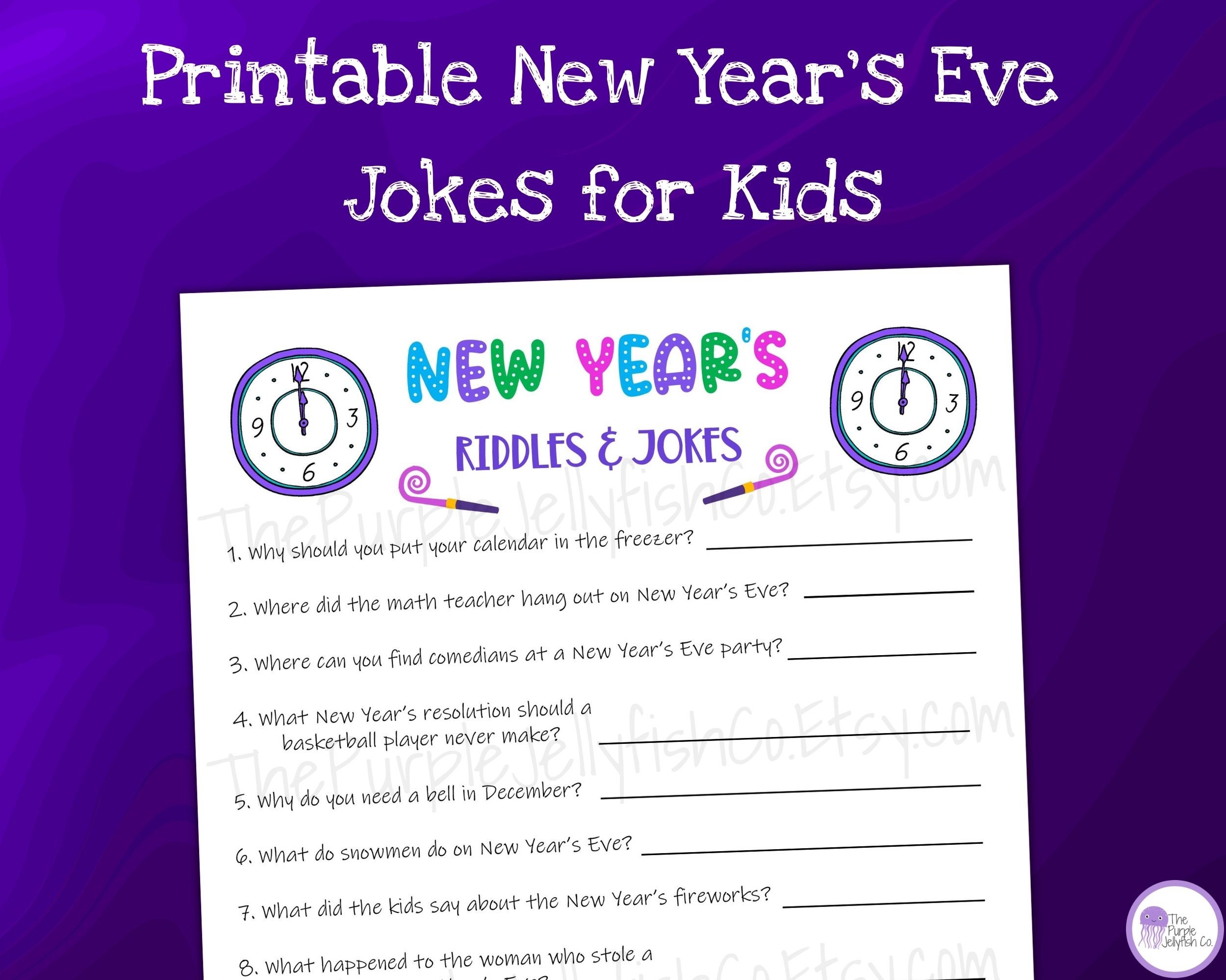 New Years Jokes for Kids Printable New Years Eve Games New - Etsy