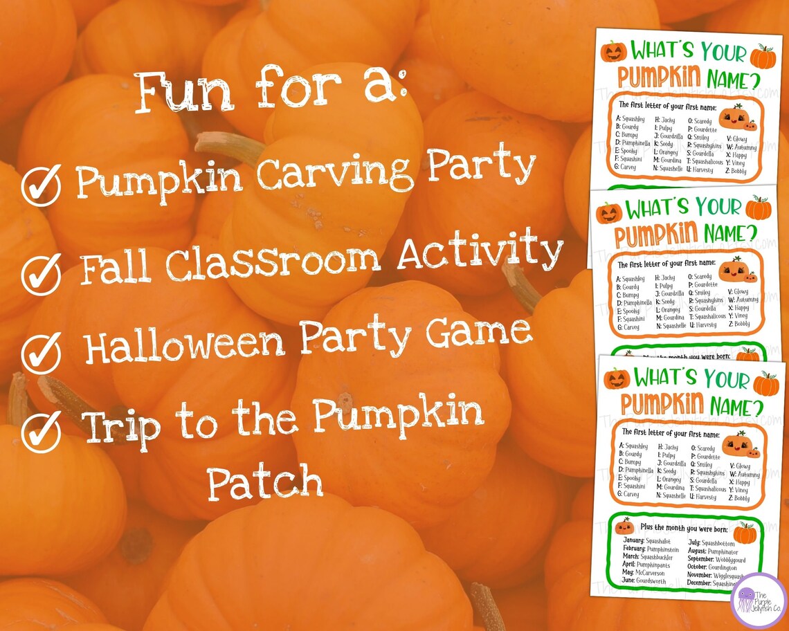 What's Your Pumpkin Name Game Fall Activity Printable - Etsy