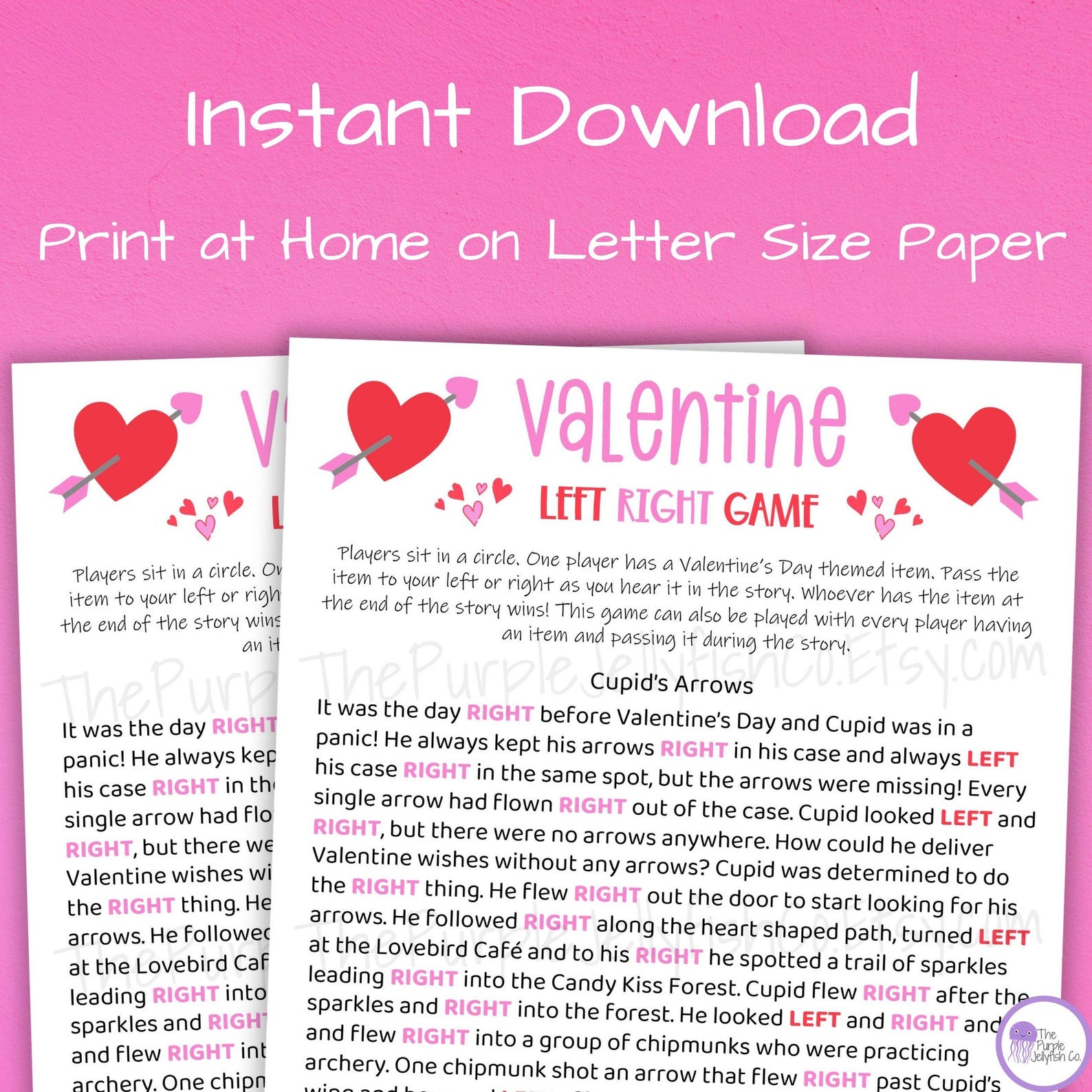 Valentines Day Left Right Game, Valentines Pass the Prize Game ...