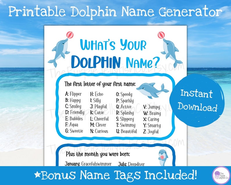 Dolphin Name Game, Under the Sea Party Game Printable, Whats Your Name ...