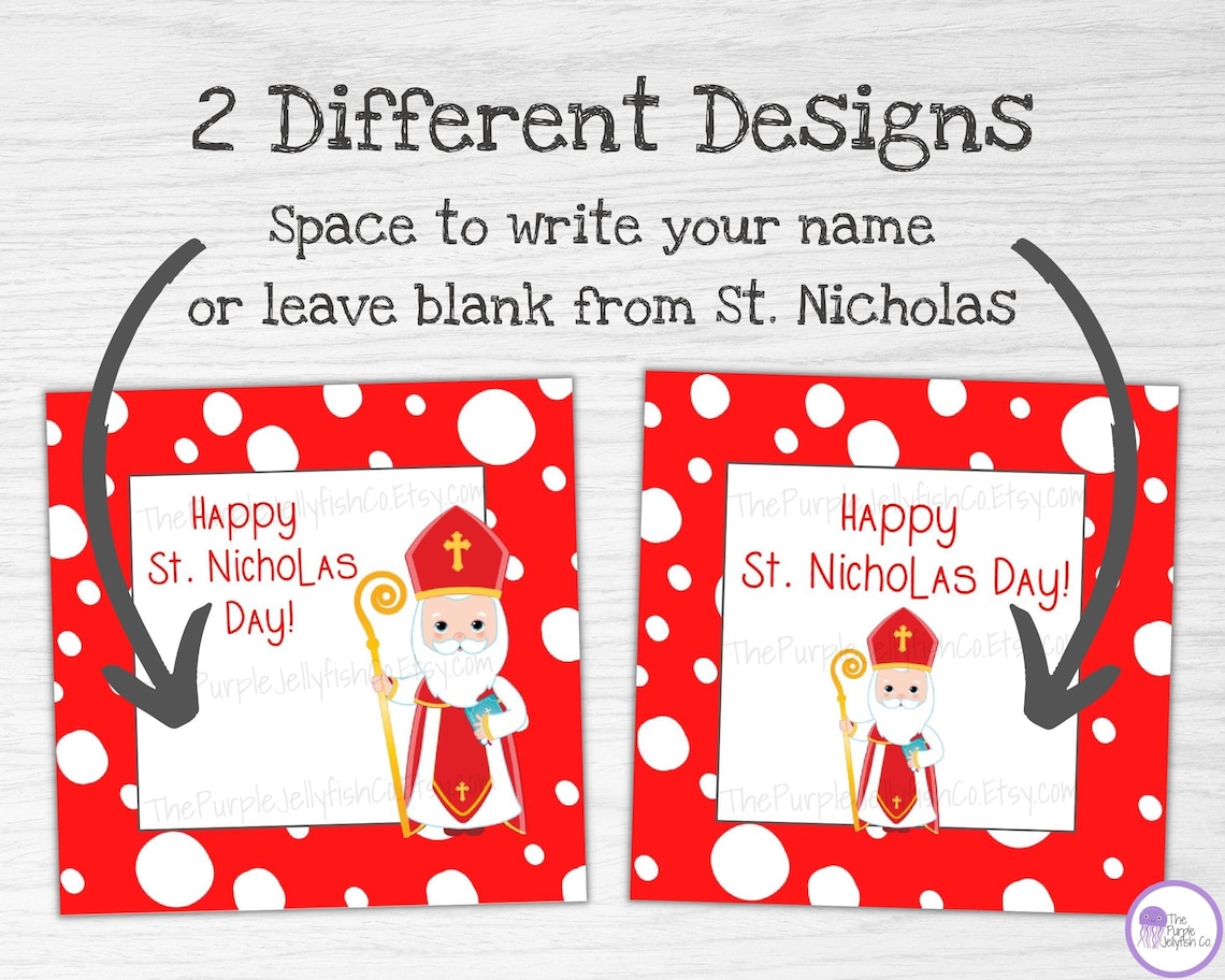 St. Nicholas Day Gift Tags, St Nick's Day Card Printable, Catholic ...