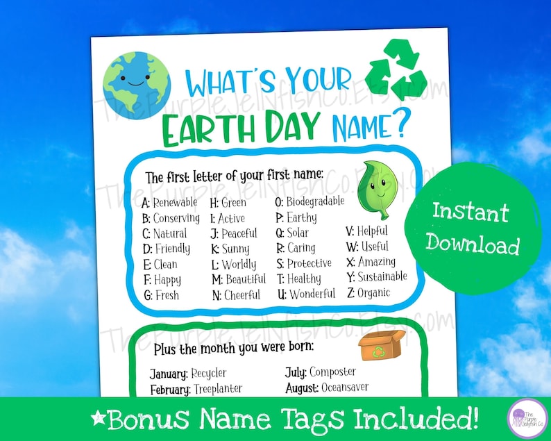Earth Day Name Game, Spring Activity for Kids, Earth Day Printable ...