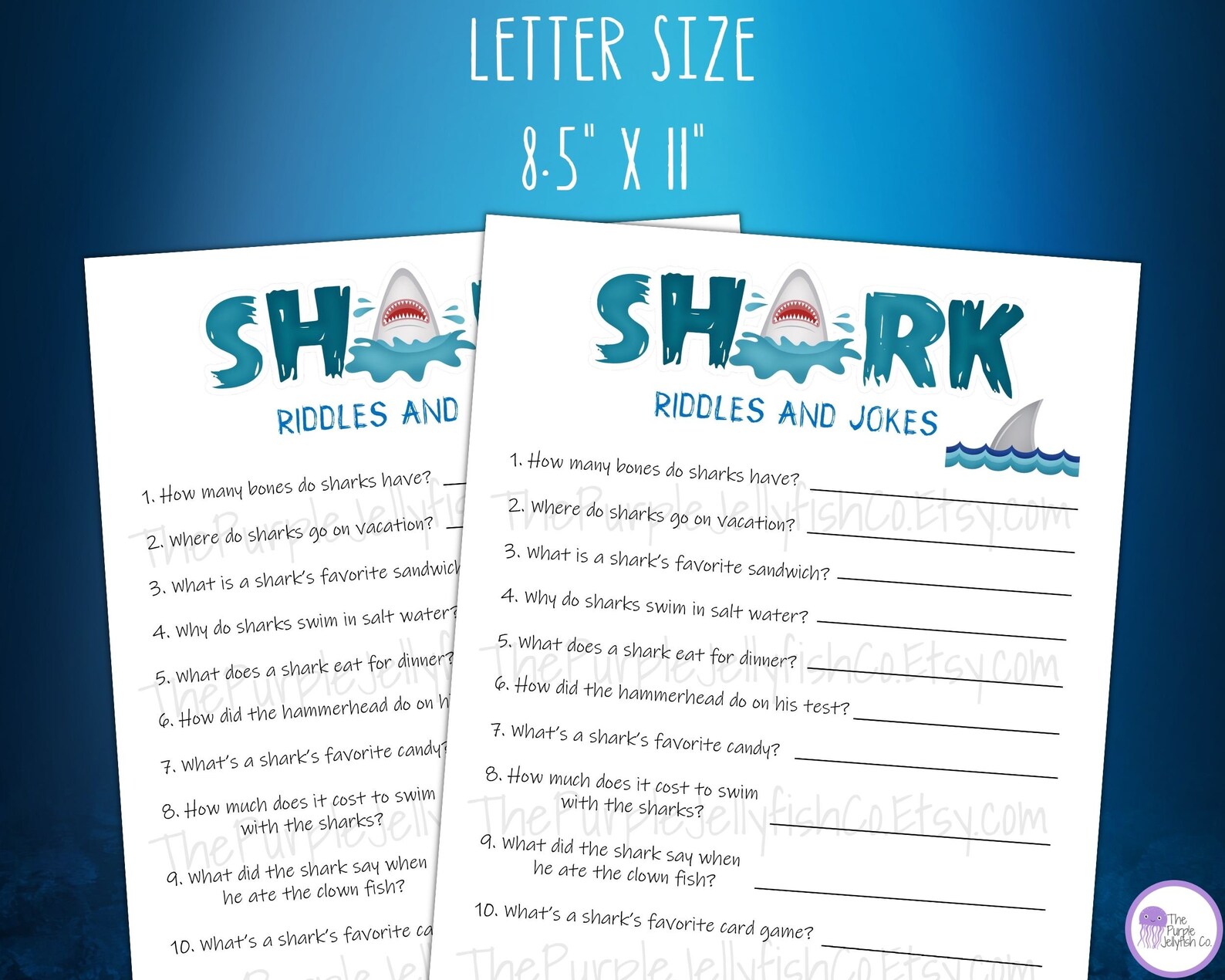 Printable Shark Jokes for Kids, Shark Week Game, Ocean Activity, Shark ...