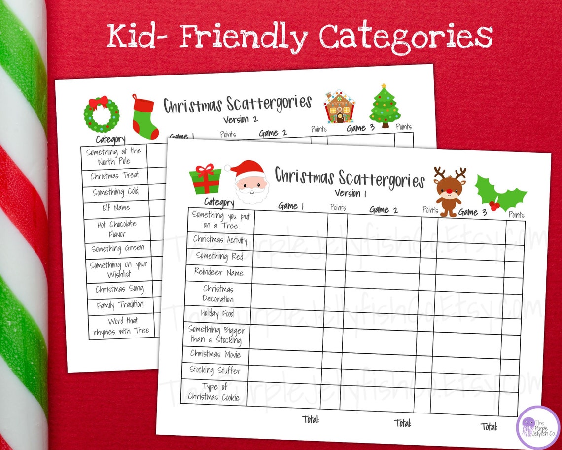 Christmas Scattergories for Kids, Christmas Games Printable for Family ...