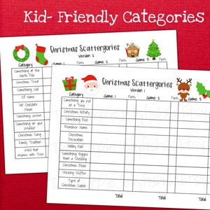 Christmas Scattergories for Kids, Christmas Games Printable for Family ...