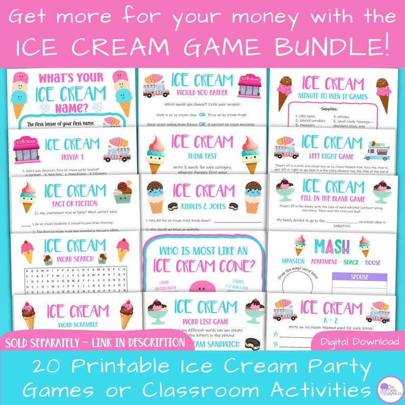 Ice Cream Trivia Game, Printable Summer Activity for Kids & Adults, Fun ...