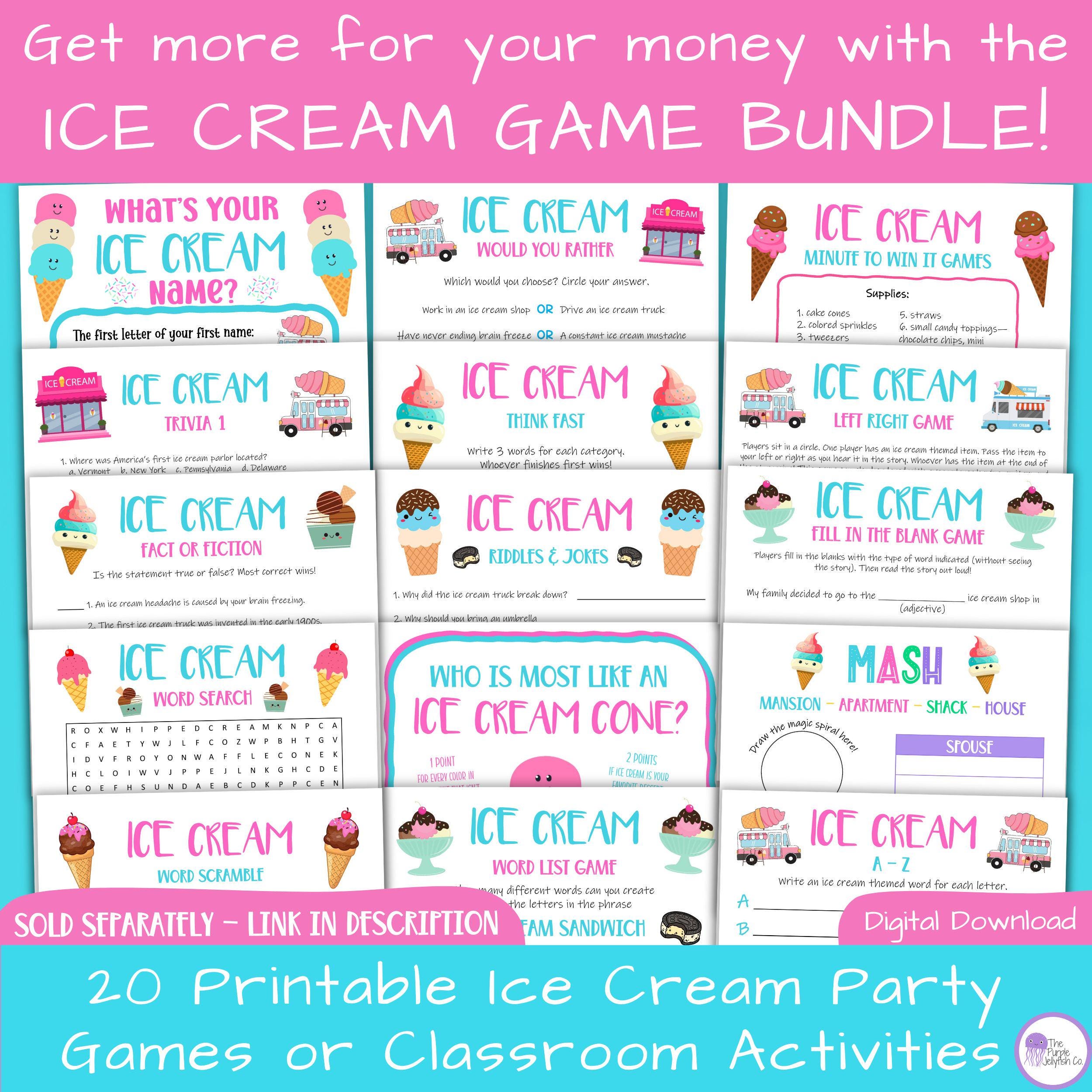 Ice Cream Trivia Game, Printable Summer Activity for Kids & Adults, Fun ...