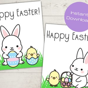 Printable Easter Gift Tags, Kawaii Easter Mini Cards, Instant Digital ...
